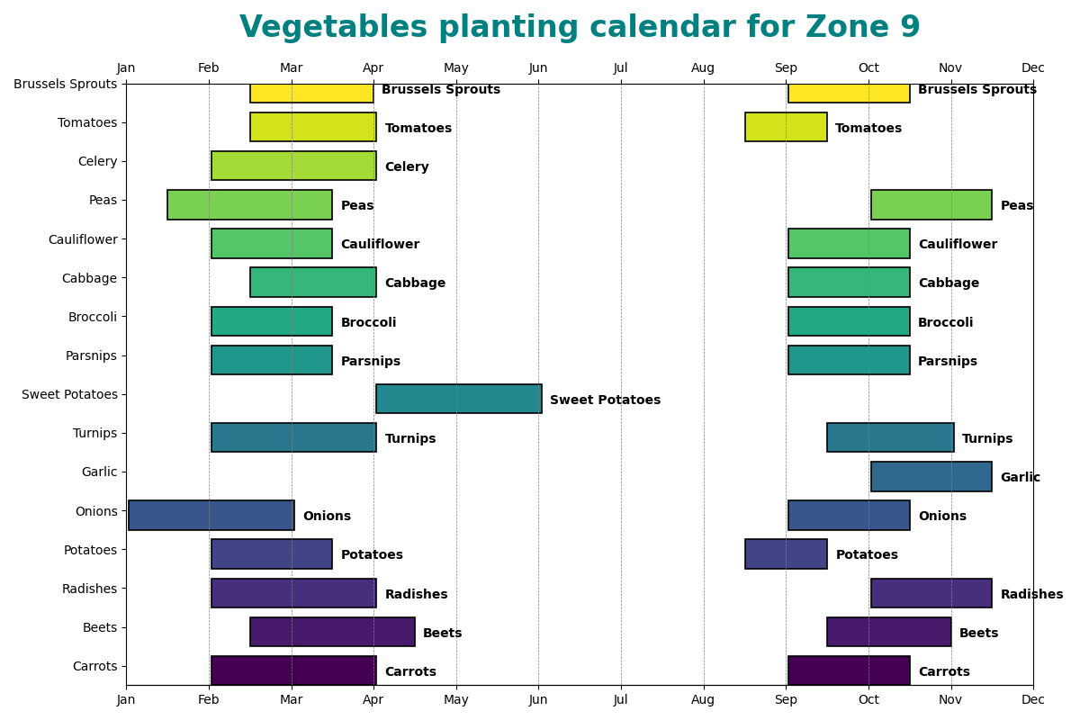 Zone 9 Planting Schedule - Charts