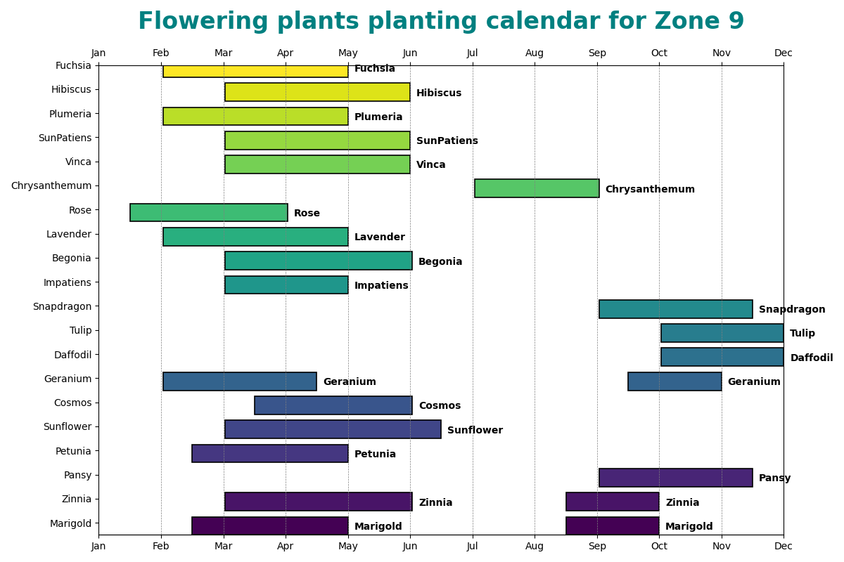 Zone 9 Planting Schedule - Charts