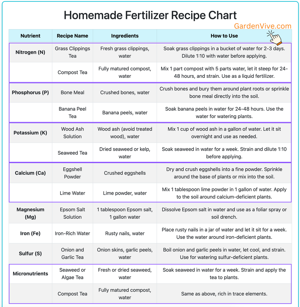 Homemade Fertilizers for Fruit Trees with Chart
