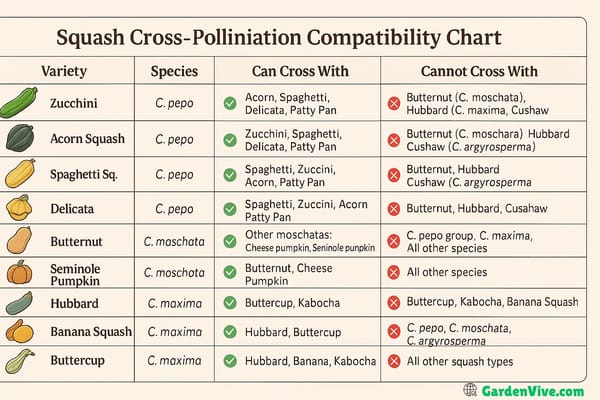 Squash Cross Pollination Chart